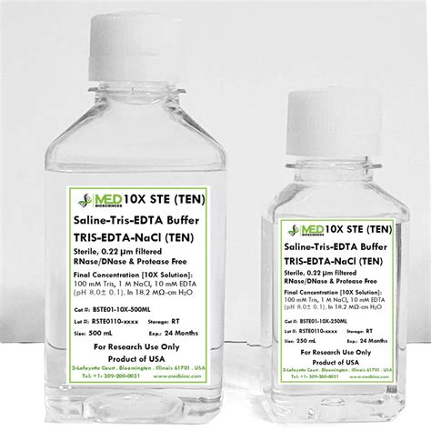 10x Ste Ten Buffer Saline Tris Edta Buffer Ph 8 Sterile Dnase Rnase Free Med Biosciences
