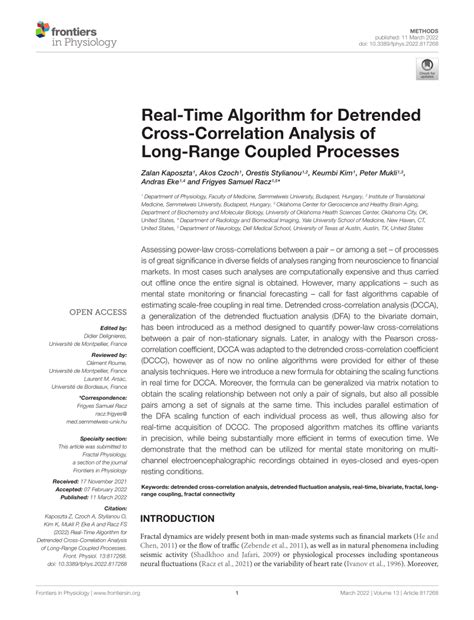 pdf real time algorithm for detrended cross correlation analysis of