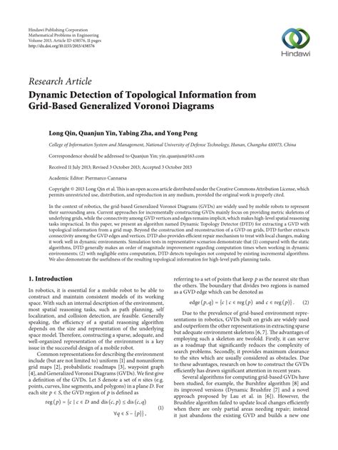 Pdf Dynamic Detection Of Topological Information From Grid Based Generalized Voronoi Diagrams
