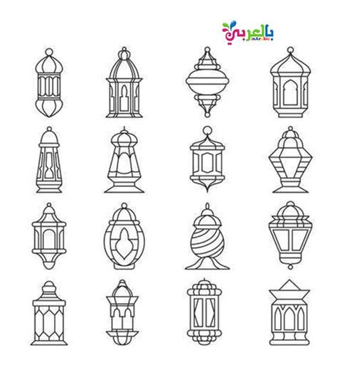 باترونات للطباعة على شكل فوانيس رمضان Ramadan Lantern Line Art