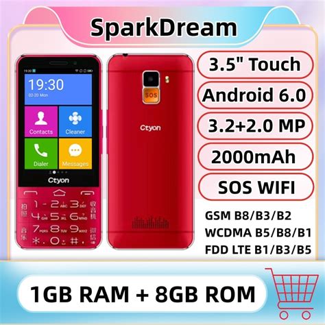 터치 스크린 푸시 버튼 스마트폰 안드로이드 6 0 와이파이 Gps 휴대폰 3 5 인치 1gb 8gb 쿼드 코어 4g Lte 핸드폰 3 2mp 2000mah