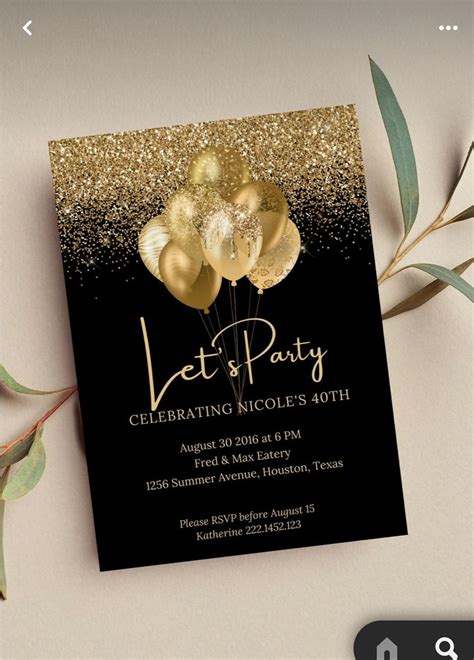 Elegant Modern Gold 80th Birthday Party Invitation Artofit