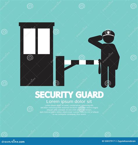 security guard with closed barrier gate stock vector illustration of