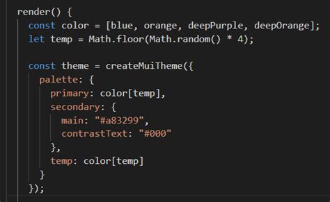 Reactjs How To Use The Color We Set In Createmuitheme Function Of App