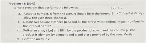 Solved Problem 1 30 ﻿in Matlab Pleasewrite A Program