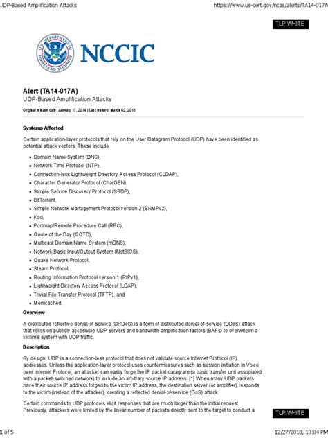 Udp Based Amplification Attacks Pdf Denial Of Service Attack Computer Network