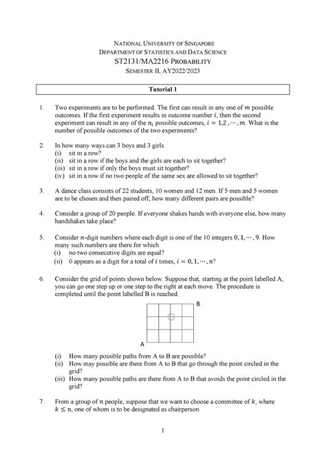 st2131 22s2 tutorial 1 1 national university of s ingapore department