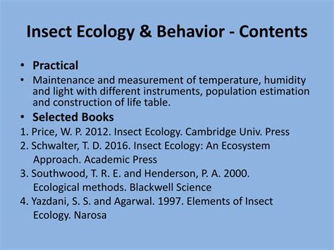 Solution Overview Of Insect Ecology In English Language Undergraduate