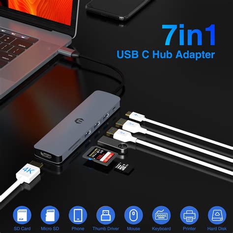 Snapklik Com USB C Hub TOTU 7 In 1 USB C Docking Station Multiport Adapter