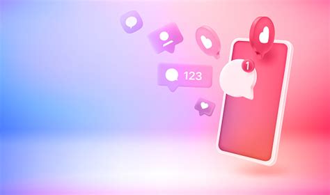 소셜 미디어 네트워크 알림 사용 복사 공간이있는 3d 벡터 배너 기포에 대한 스톡 벡터 아트 및 기타 이미지 기포 말하기 스마트폰 Istock