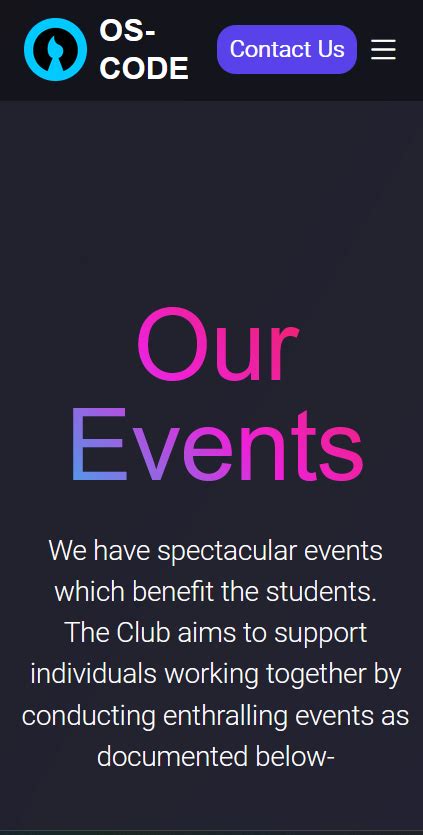 In Events Section Logo Text Or Button Size Reduced Issue 96 OSCode Community