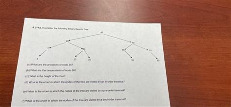 solved 4 14 p consider the following linary search tree