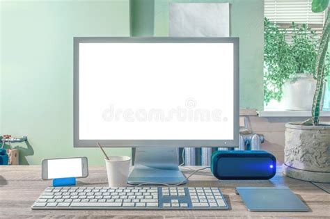 Blank Screen Of Modern Desktop Computer Stock Image Image Of Place Hardware 104888079