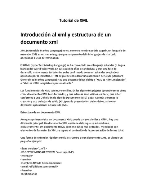 Tutorial De Xml Descargar Gratis Pdf Xml Lenguaje De Marcado