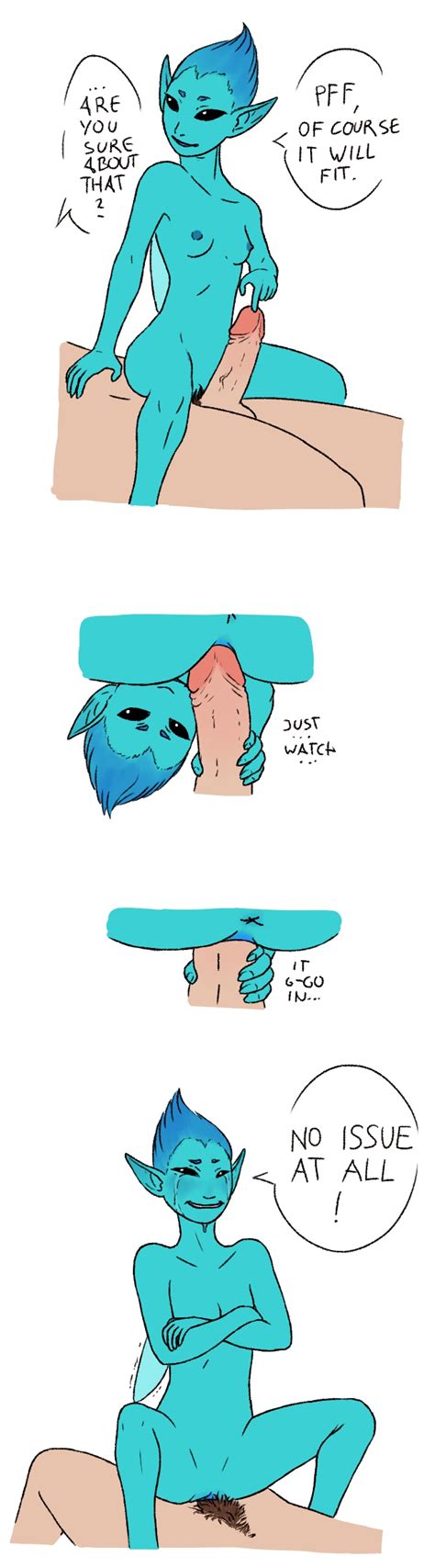 Rule Anus Black Eyes Blue Body Blue Hair Blue Pussy Blue Skin Bodily Fluids Crossed Arms