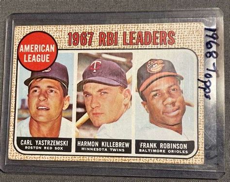 1968 Topps Rbi Leaders Baseball Card Featuring Yastrzemski Killebrew