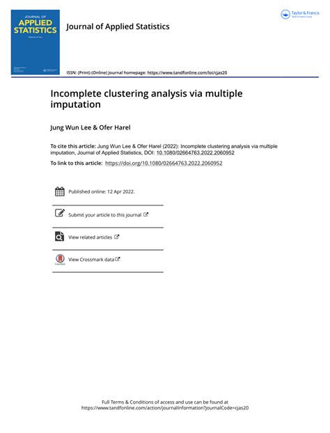 PDF Incomplete Clustering Analysis Via Multiple Imputation