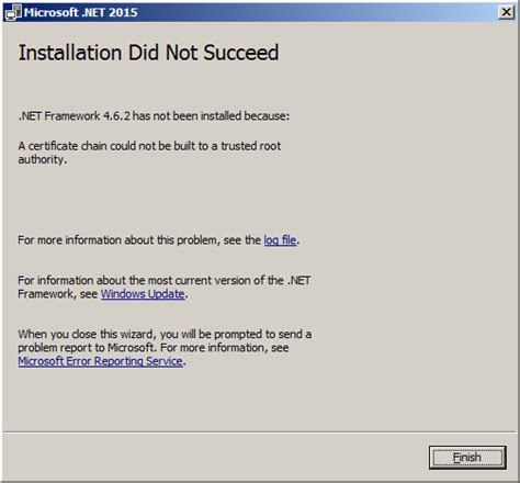 Troubleshooting Install Net Framework Failed A Certificate Chain Could Not Be Built To A