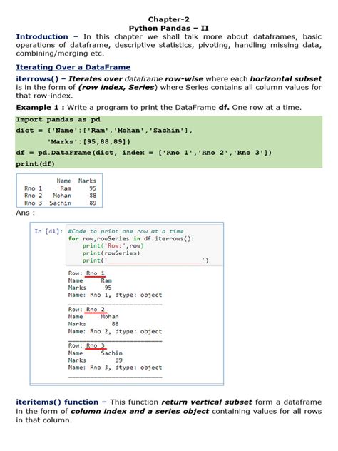 Chapter 2 Python Pandas Ii Pdf Mean Mode Statistics