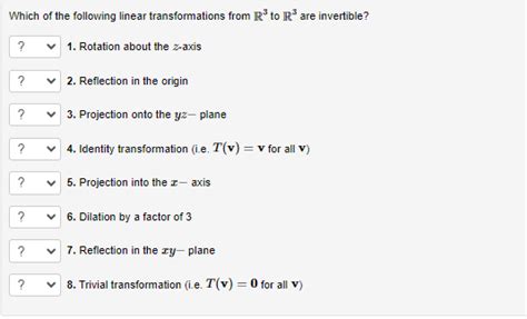 Solved Which Of The Following Linear Transformations From R3