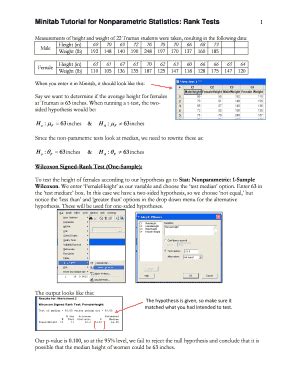 Fillable Online Minitab Tutorial For Nonparametric Statistics Rank Tests Fax Email Print