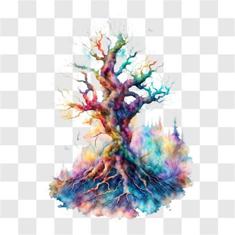 download multidimensional tree with visible roots png online creative
