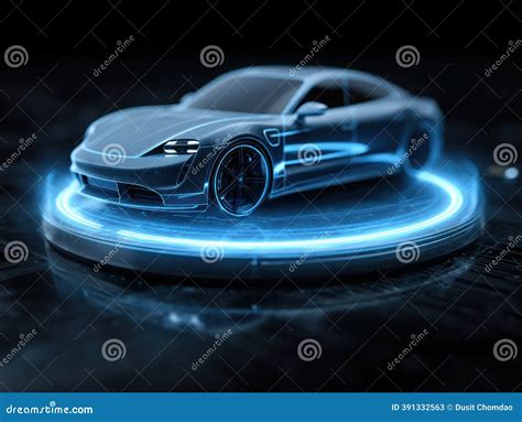 Electric Vehicle Wireless Charging Pad Futuristic Technology Blue Glow