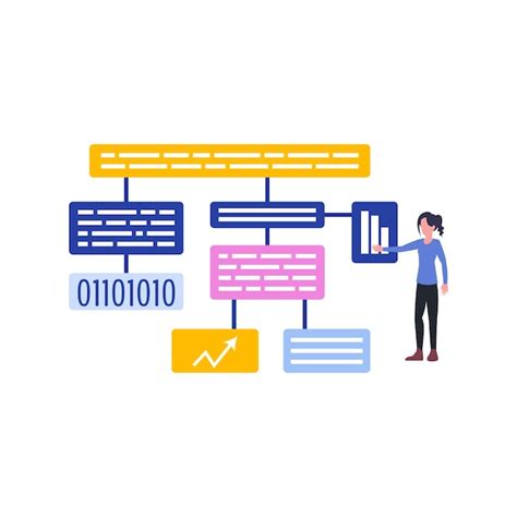 Premium Vector The Girl Is Looking At The Flow Chart