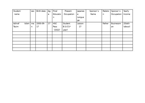 2024 April Student Interview Sheet Pdf