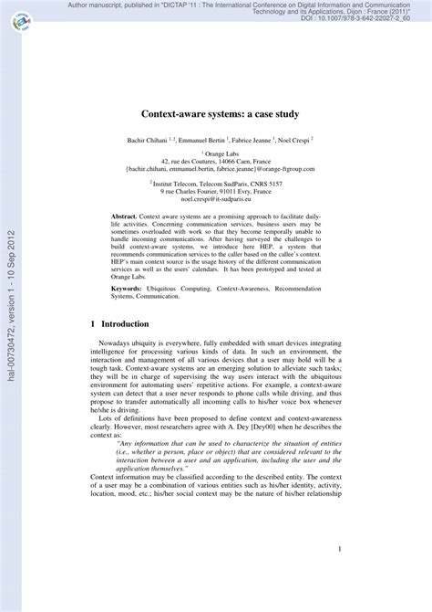 PDF Context Aware Systems A Case Study
