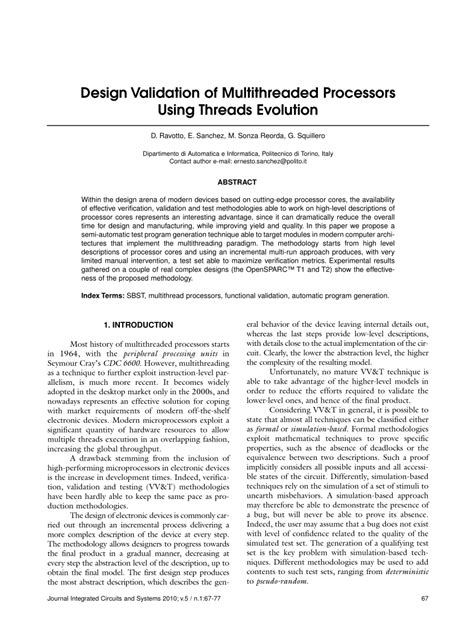 Pdf Design Validation Of Multithreaded Processors Using Threads Evolution
