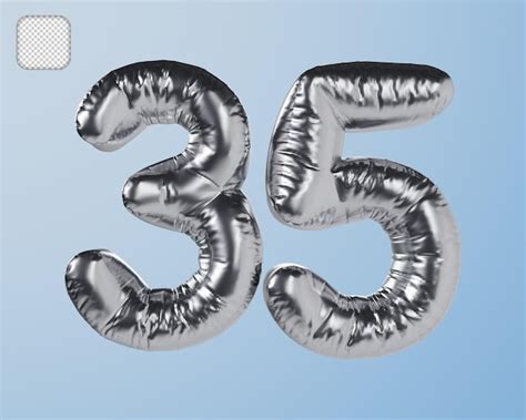 Premium PSD Number 35 Silver 3d Illustration