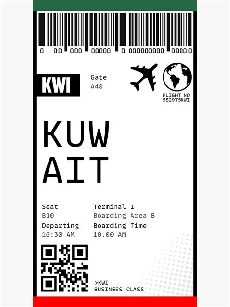 Kuwait Boarding Pass Sticker For Sale By Patchmerch Redbubble