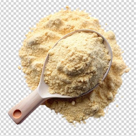 Measuring White Scoop Of Maca Powder Isolated On White Background