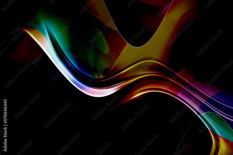 Abstract Dark Glowing Colourful Fluid Free Distorted Dynamic Flowing Ripple Design Creative