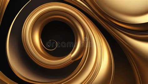 Golden Spiral Abstract Luxurious Swirls of Metallic Gold and Deep Black Stock Illustration ...
