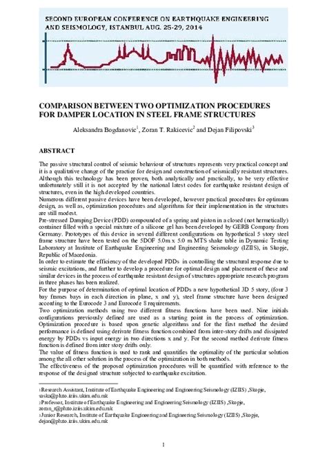 Pdf Comparison Between Two Optimization Procedures For Damper Location In Steel Frame Structures
