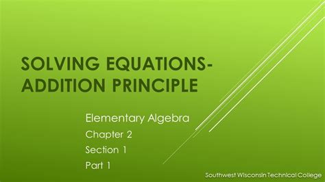 Solving Equations Addition Principle Elementary Algebra Youtube