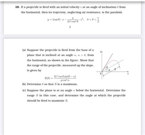 solved 10 if a projectile is fired with an initial velocity