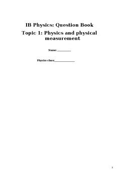 IB DP Physics Question Book Topic 1 Measurement SL Last Exams 2024