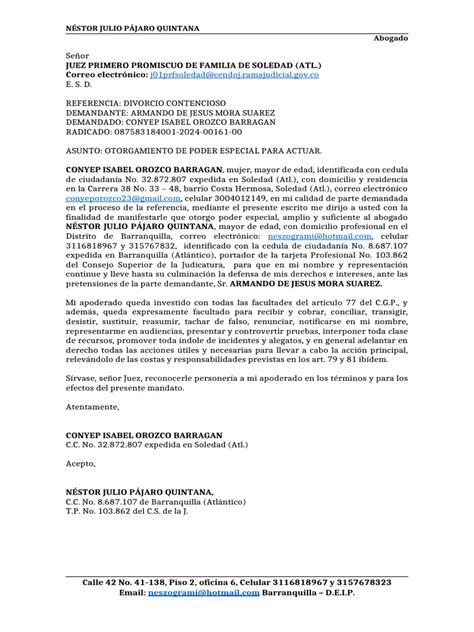 Poder Especial Alimento De Menor De Dianis Salcedo Pdf Justicia