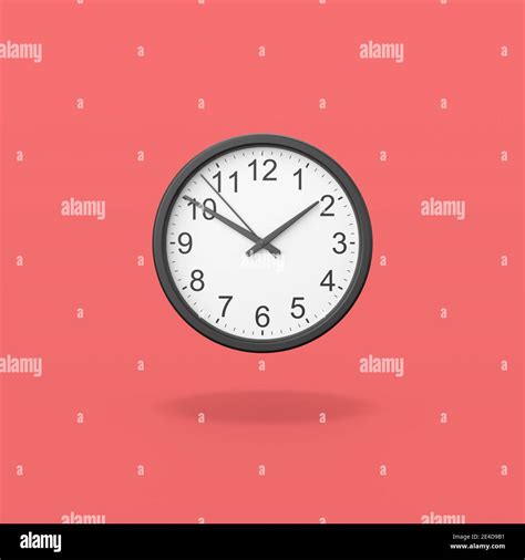 Black Analog Clock On Red Background Stock Photo Alamy