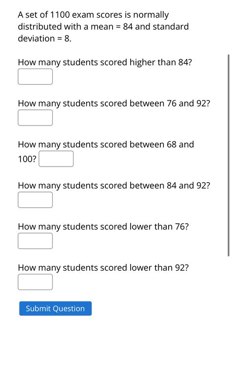 Solved A Set Of 1100 ﻿exam Scores Is Normally Distributed