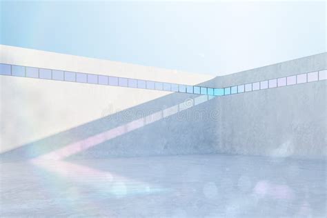 Modern Concrete Interior Or Exterior With Sunlight And Shadows Stock Illustration