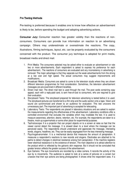 Pre Testing Methods Pdf Attitude Psychology Advertising