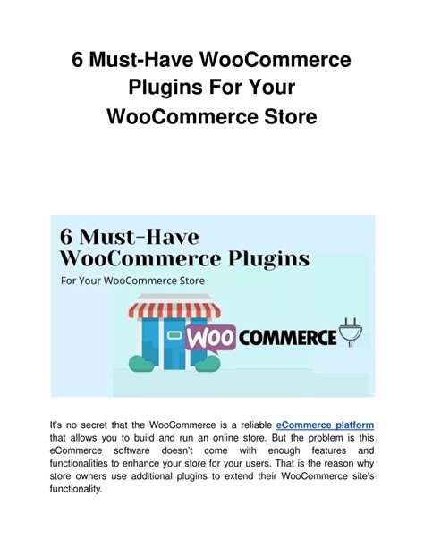 Ppt 6 Must Have Woocommerce Plugins For Your Woocommerce Store