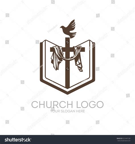 โลโก้โบสถ์สัญลักษณ์คริสเตียนพระคัมภีร์ พระคัมภีร์ศักดิ์สิทธิ์ กางเขนของพระเยซูคริสต์ และพระ