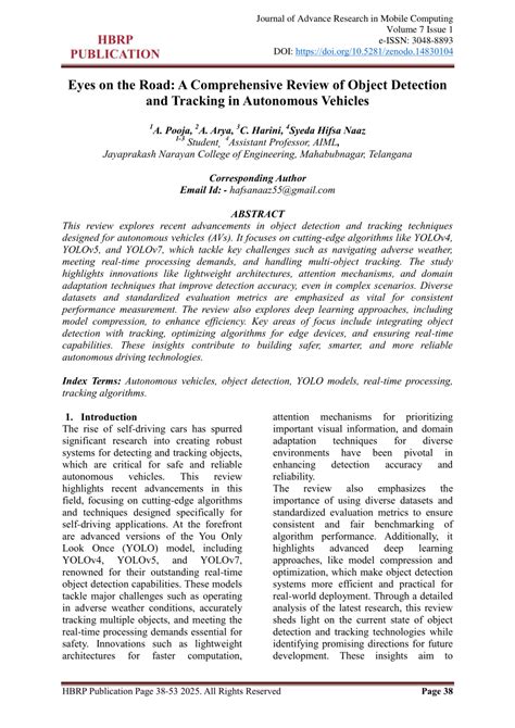 Pdf Eyes On The Road A Comprehensive Review Of Object Detection And