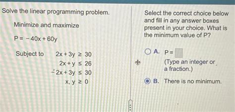 Solved Solve The Linear Programming Problem Minimize And