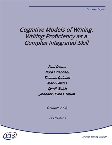 Pdf Cognitive Models Of Writing Writing Proficiency As A Complex